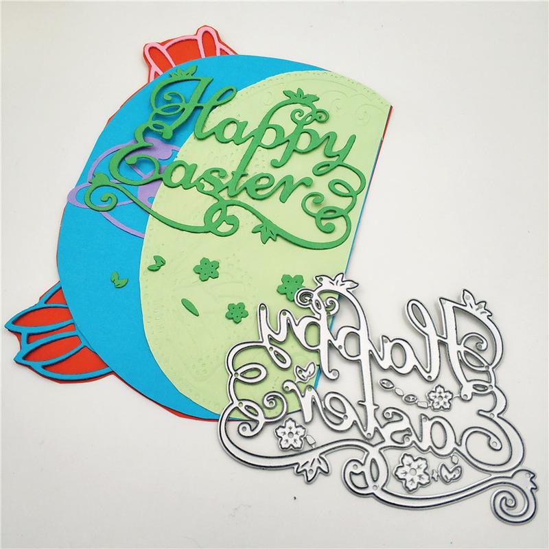Buy 1Pcs Happy Easter Metal Cutting Dies Scrapbooking Craft Die Cut ...
