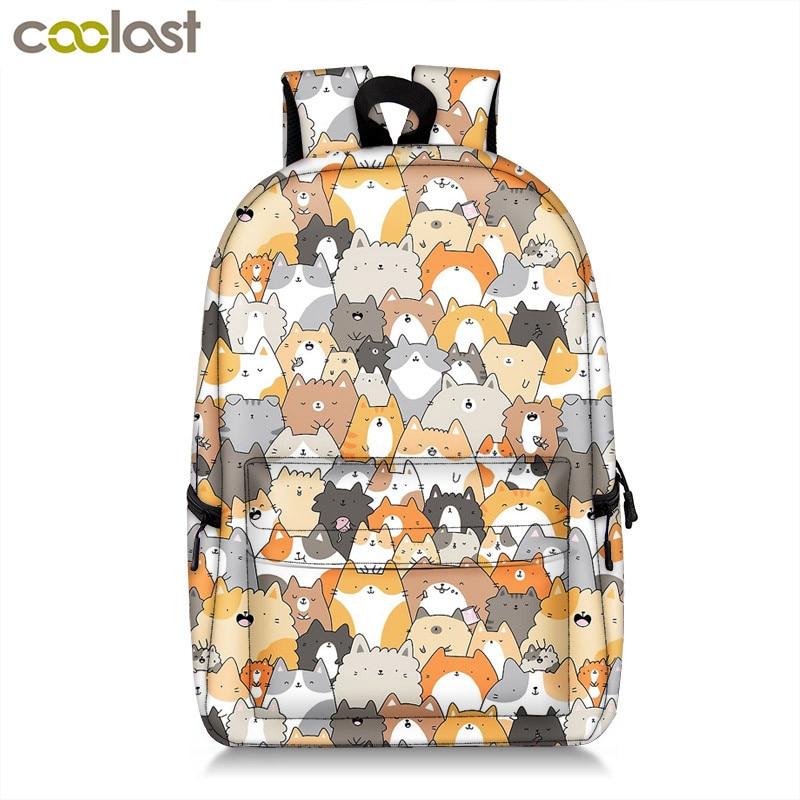 Buy Cute Kitten Cats Backpack For Teenager Girls Women Causal Bag ...
