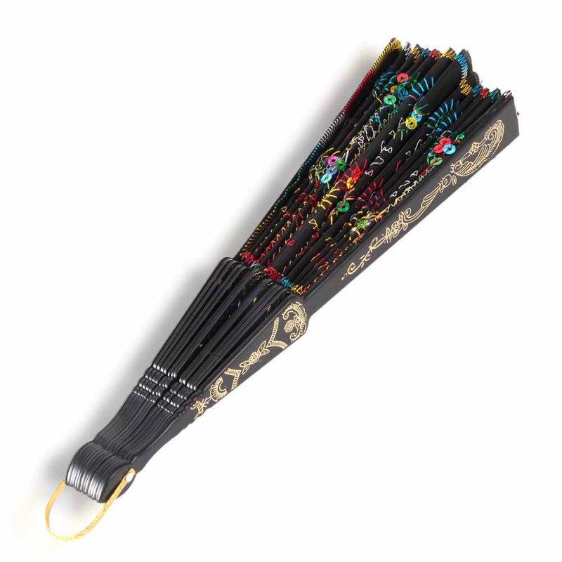 Buy Chinese Folding Peacock Hand Fan Bead Fabric Decor Colored ...