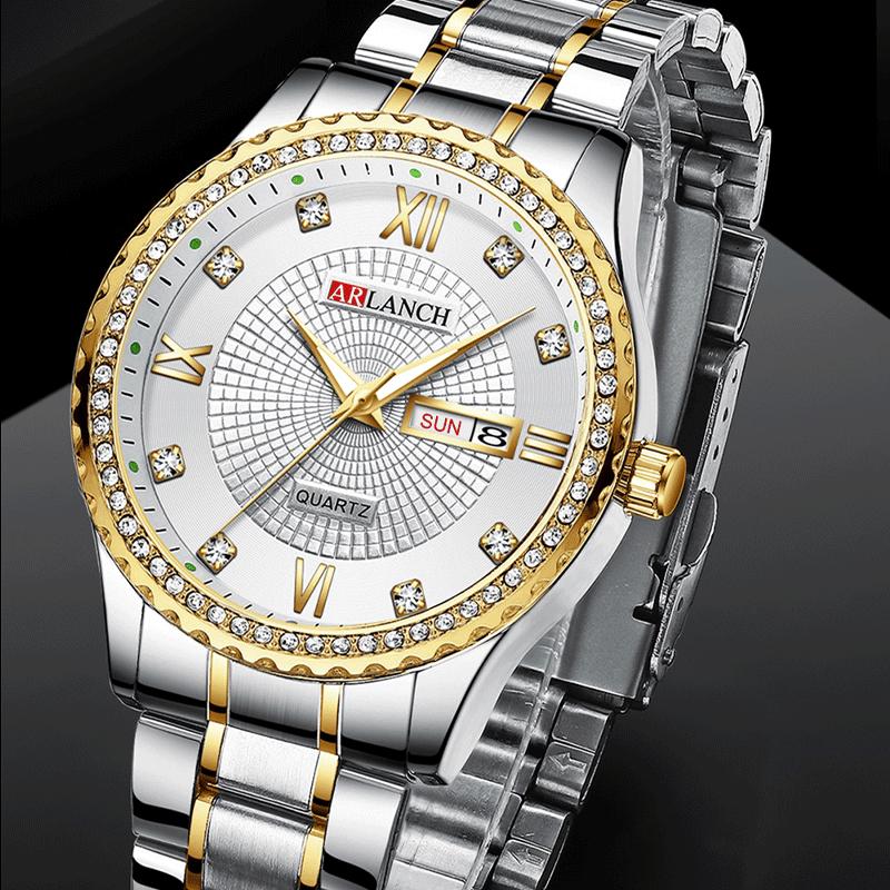 Buy ARLANCH Fashion Diamond Men Watches Top Brand Luxury Gold Black ...