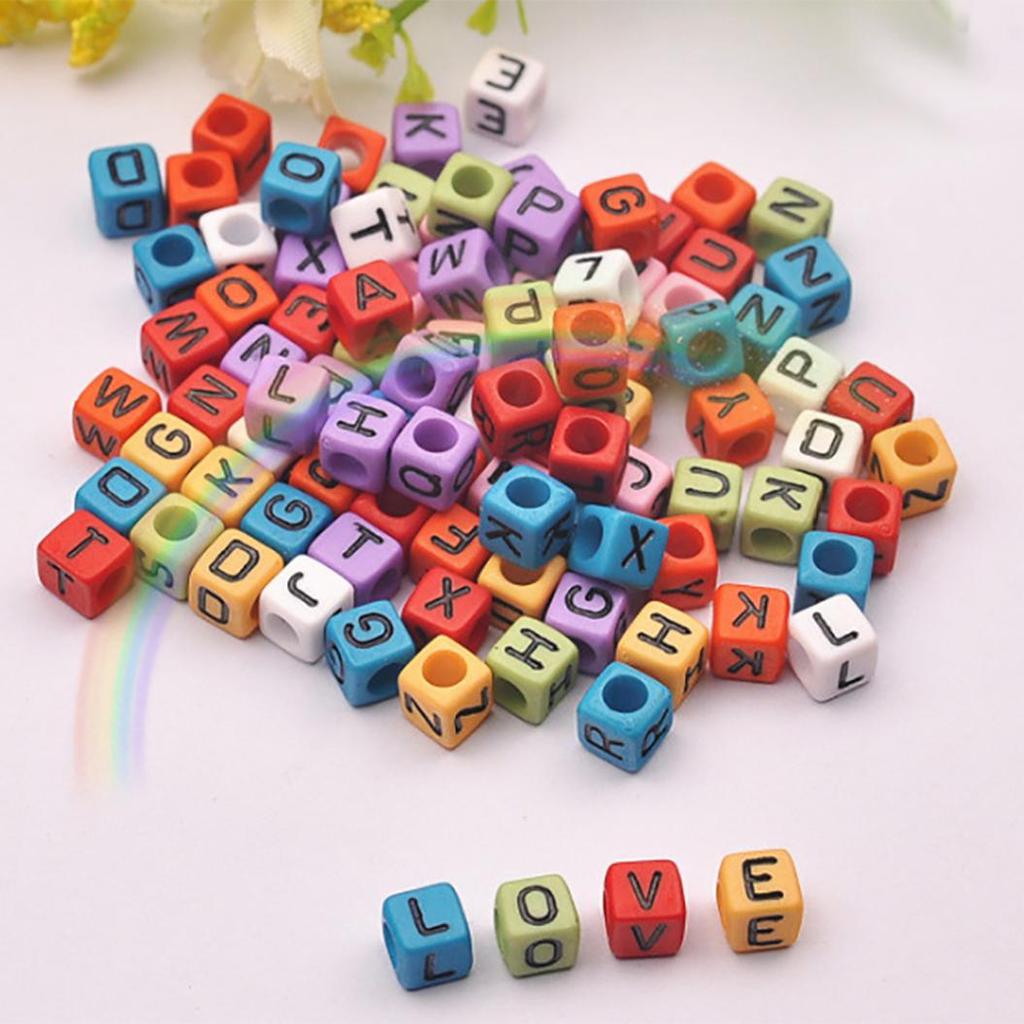 Buy 100Pcs DIY Handcraft English Alphabets Letter Loose Beads Square ...