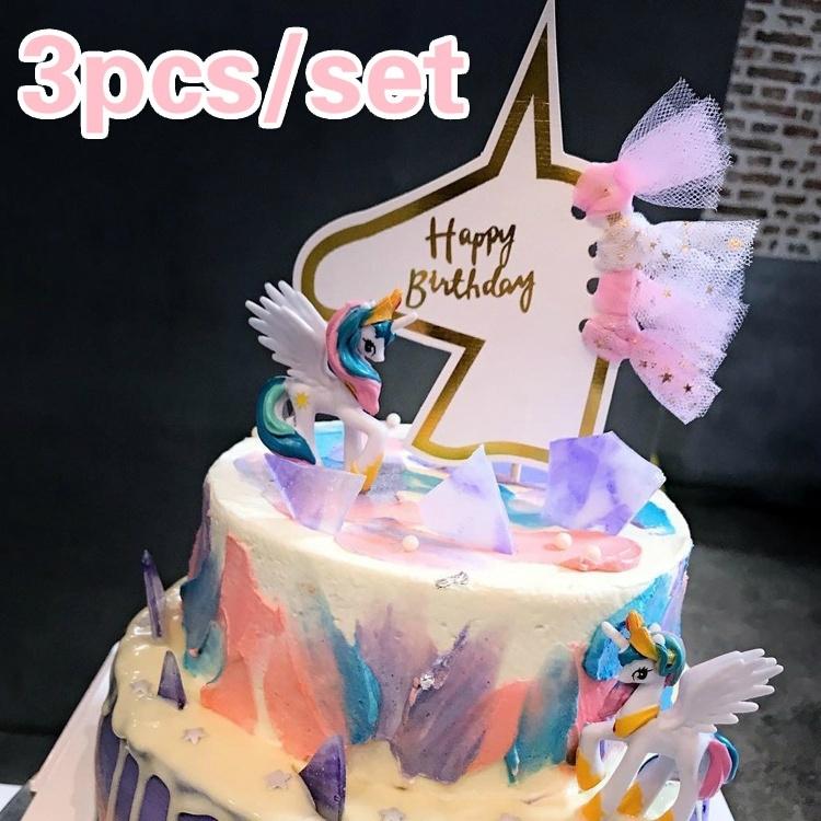 Buy 3Sets / Tutu Dress Party Happy Birthday Tutu Tassels Cake Topper ...
