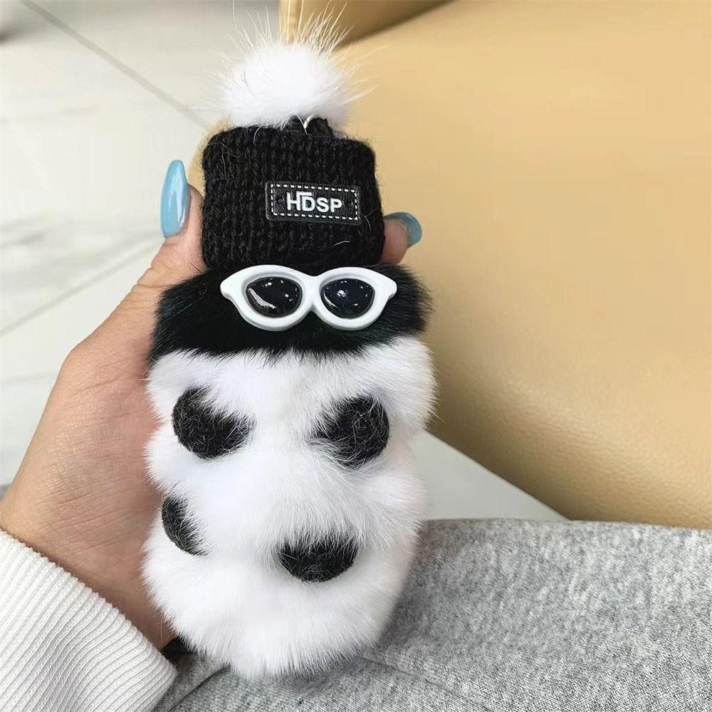 Buy 15cm Metal Rabbit Fur Caterpillar Keyring Plush Keychain ...