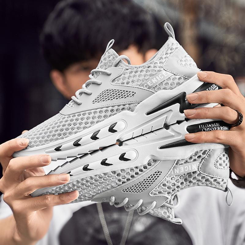 Buy New Summer Hollow Out Breathable Fashion Mesh Shoes Men's Thin Student Leisure Sports Mesh ...