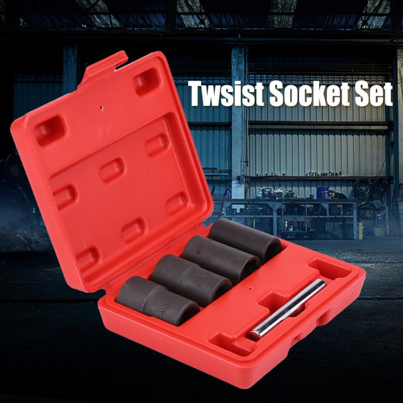 Buy 5Pcs Socket Set Locking Wheel Nut Stud Extractor Removers 17Mm 19Mm ...