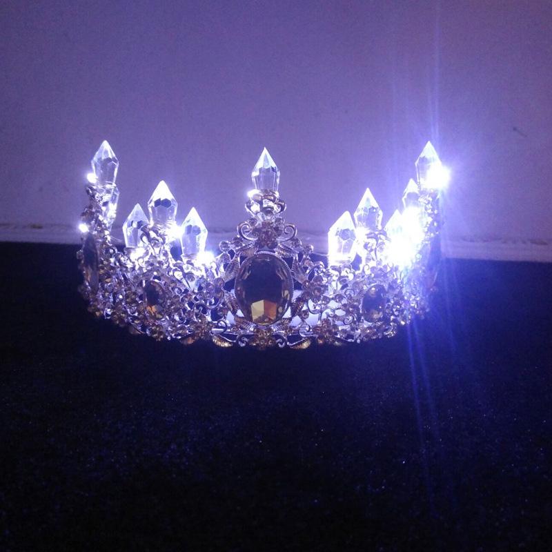 Buy Bride Princess Crown Tiara Glowing Rhinestone LED Light Headwear ...