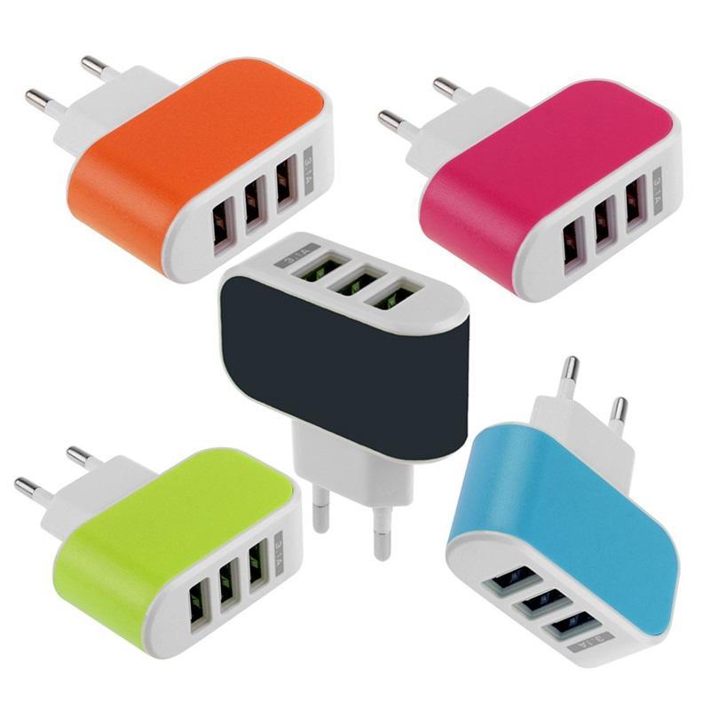 Buy 3.1A Triple USB Port Wall Home Travel AC Charger Adapter For EU/US ...