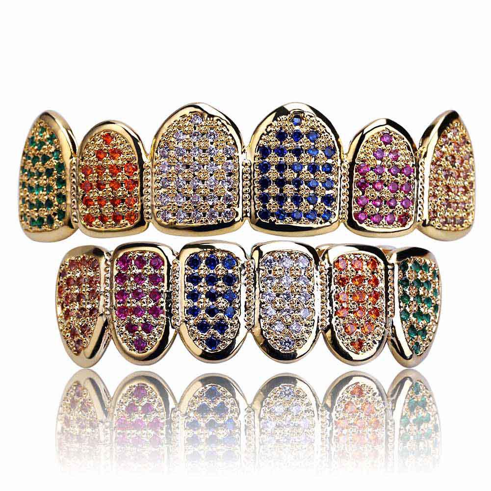 Buy Gold Teeth Diamond Plated Teeth Caps Canine Teeth Hip Hop Teeth ...