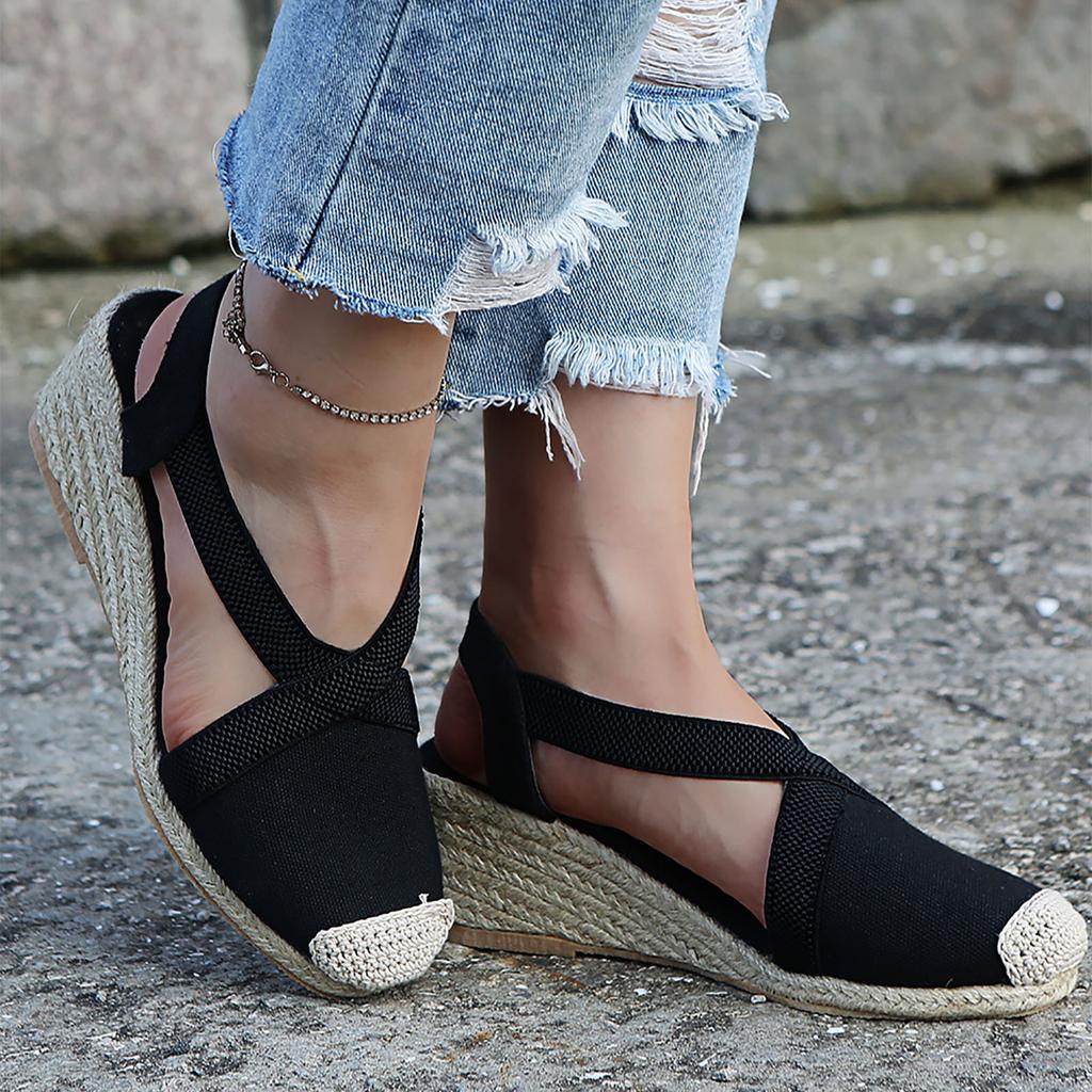 Buy Fashion Ladies Large Size Wedges Wrapped Shoes Casual Shoes High ...