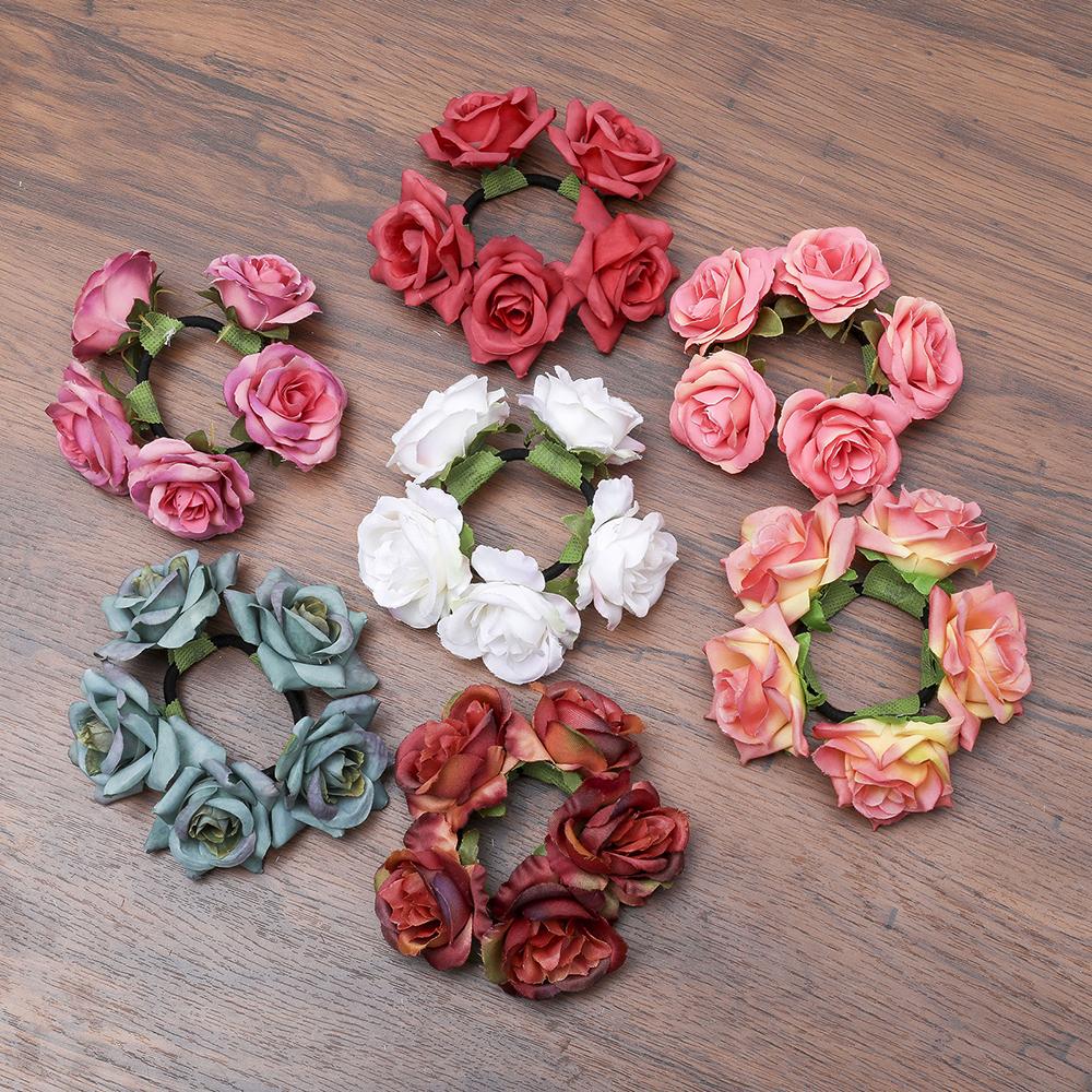 Buy Women Girls Fashion Flower Ring Hair Hoop Floral Hair Rope ...