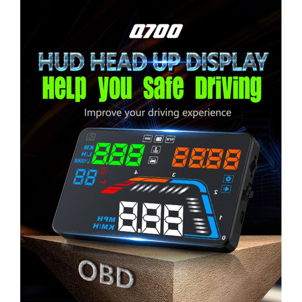 Buy 5.5 '' OBDII Car HUD OBD2 Port Head Up Display Q700 Speedometer windshield projector car hud ...