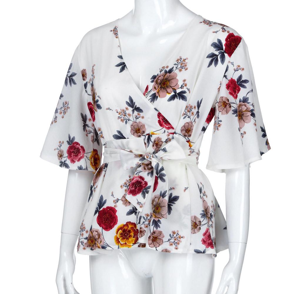 Buy Sunnyli Plus Size 5xl Summer Women Print V Neck Belted Surplice