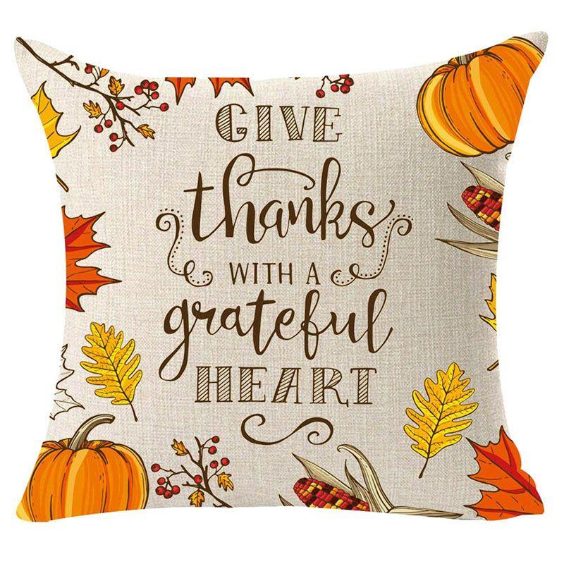 Autumn Harvest Cushion Cover Fall Pumpkin Printed Linen Pillow Cover ...