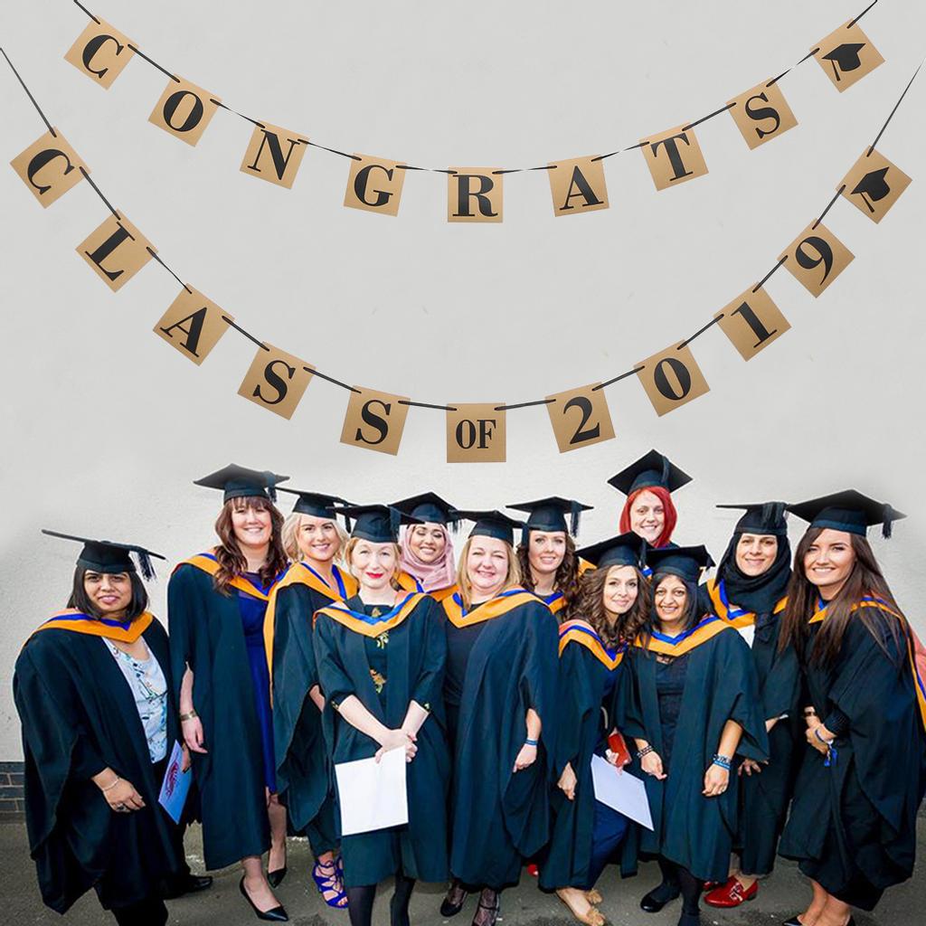 Buy 2pcs/set Congrats Class of 2019 Banner Photo Props Paper Banners ...