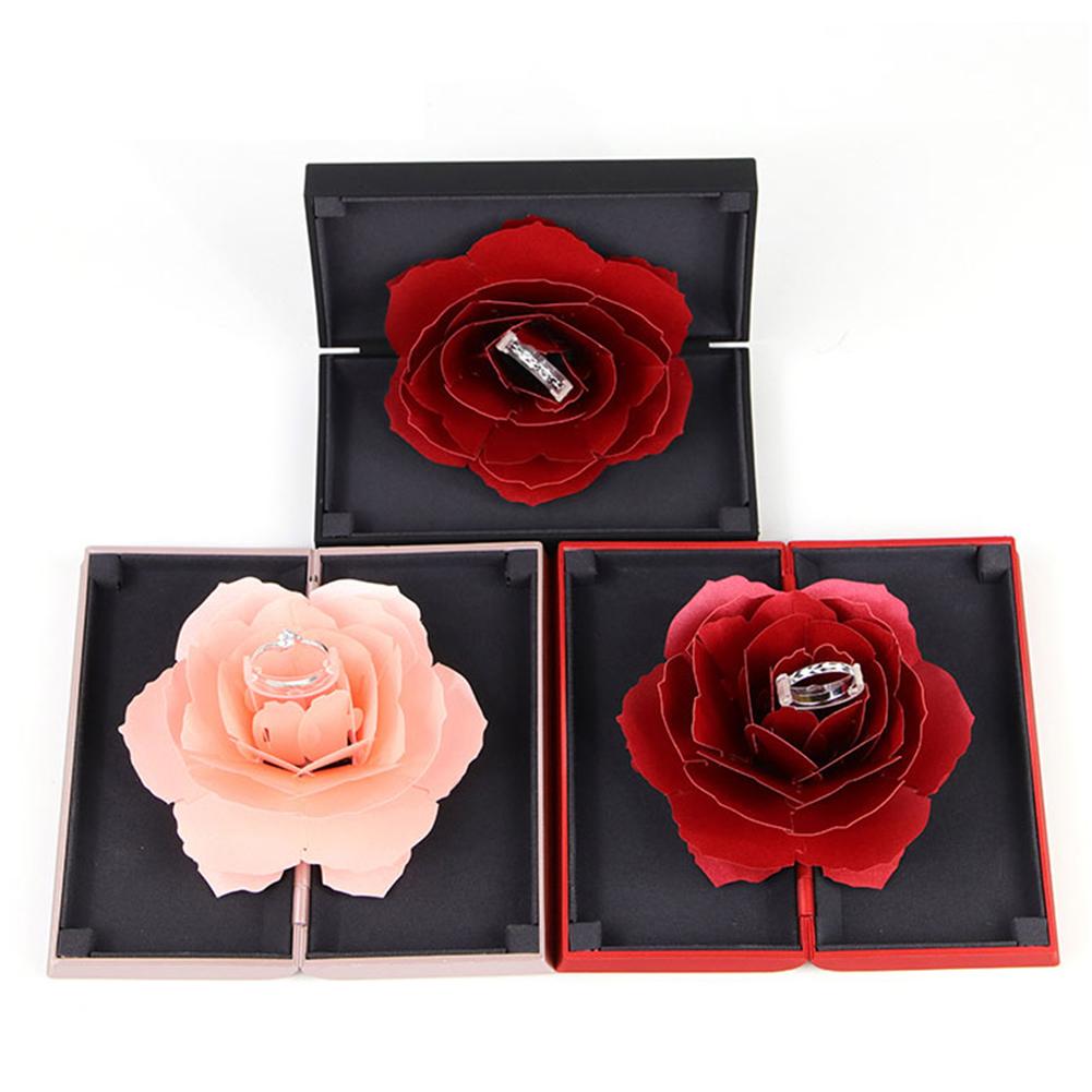 Buy Rotating Rose Ring Box Creative Wedding Valentine Jewelry Storage ...