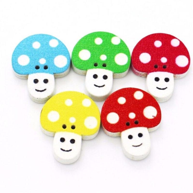 Buy Creative Mushroom Wood Shape Decoration Button Sewing Craft ...