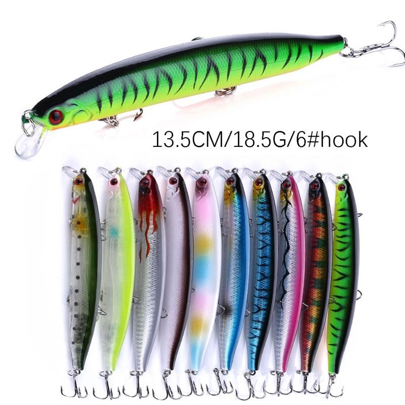 Buy 1pcs Minnow Fishing Lures Sink 13.5cm 18.5g 10 Colors Luya Hard Sea ...