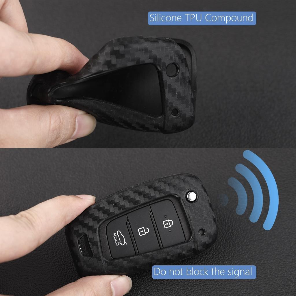 Buy Silicone Carbon Fibre Car Key Case Remote Shell Cover Fit For ...