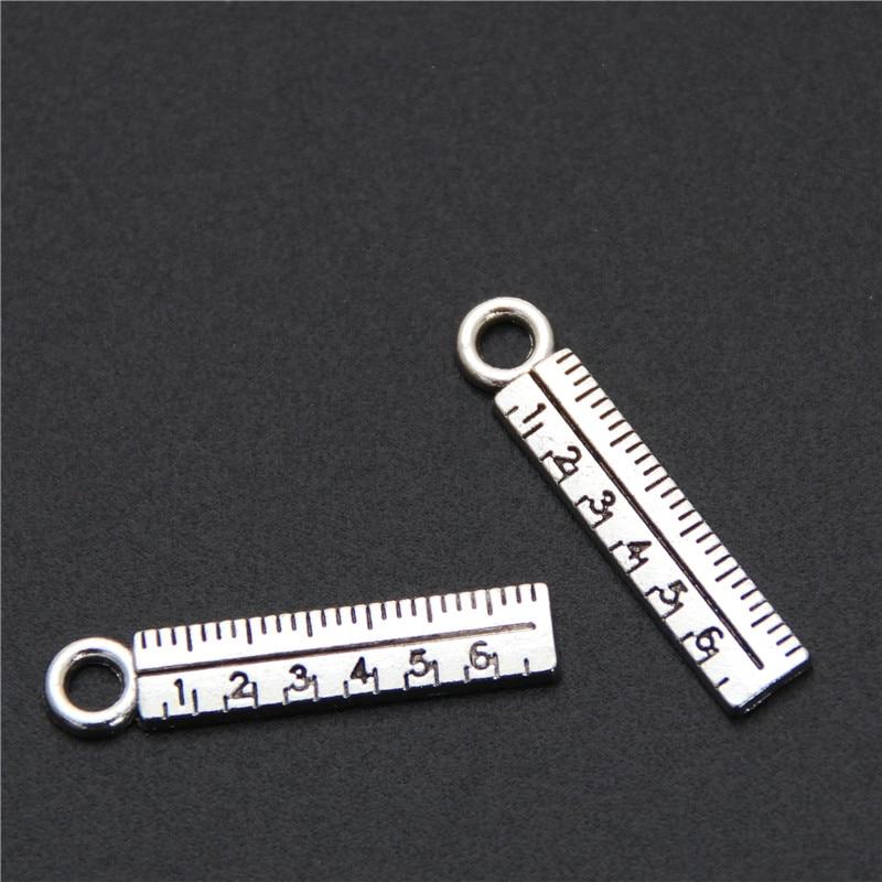 Buy 20pcs Silver Color Math Teacher Ruler Charms Alloy Metal Pendants ...