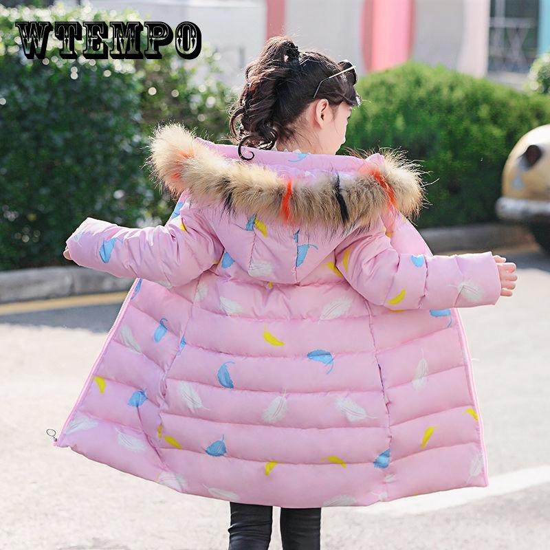 Girls' Winter Cotton-padded Clothes Clothes Mid-length Thick Baby Warm Hooded Outerwear Coat ...