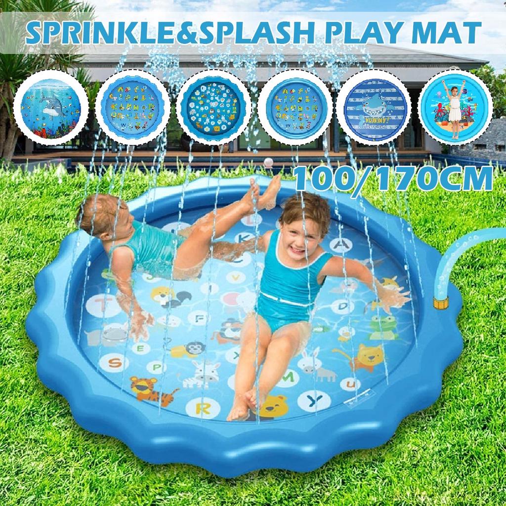 67inch/39inch Summer Inflatable Sprinkle and Splash Play Mat Water Fun ...