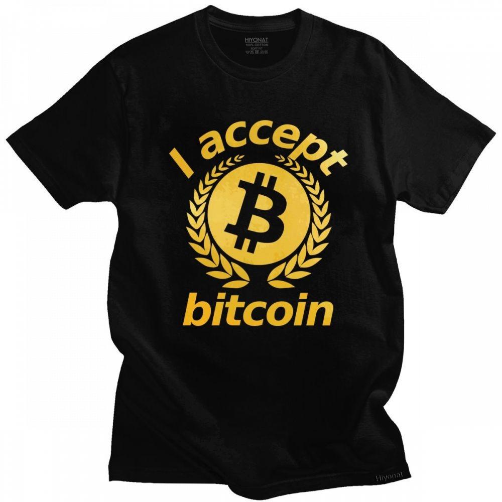 Funny I Accept Bitcoin T Shirt Men Short Sleeved Btc T-Shirt ...
