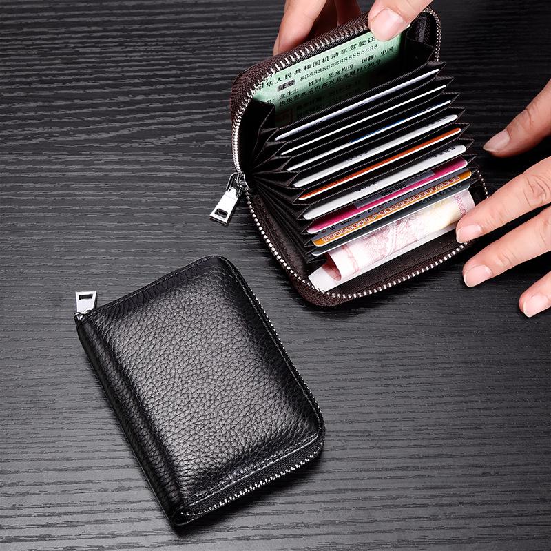 RFID Blocking ID Driver License Case Wallet Women Men Leather Mini ...