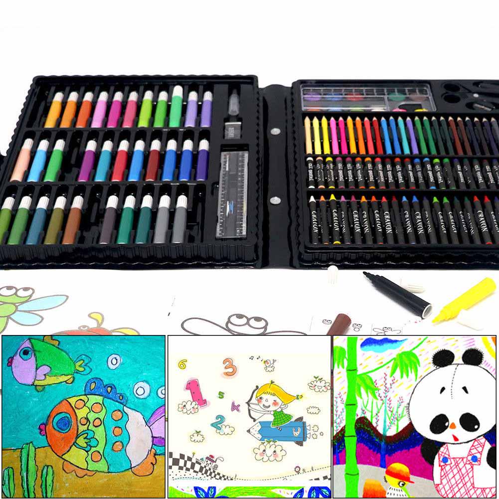 150 Pcs/Set Drawing Tool Kit with Box Painting Brush Art Marker Water ...