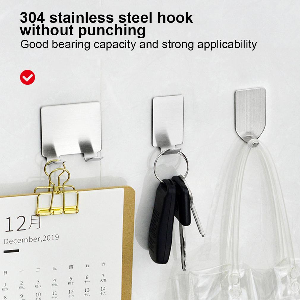 Buy Self-Adhesive Wall Hooks Holder Stainless Steel Towel Holder Multi ...