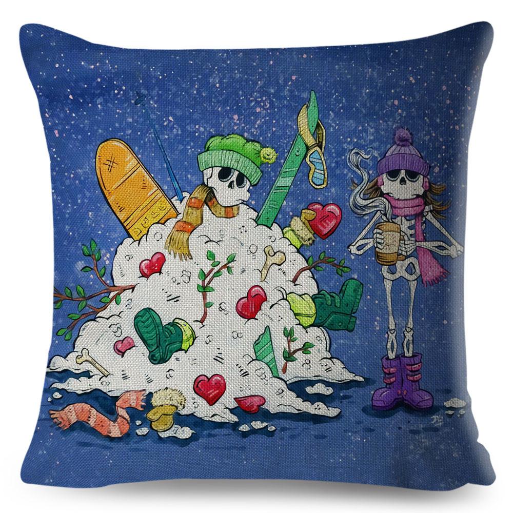 Mexico Day of the Dead Pillow Case Decor Cartoon Colorful Cute Music ...