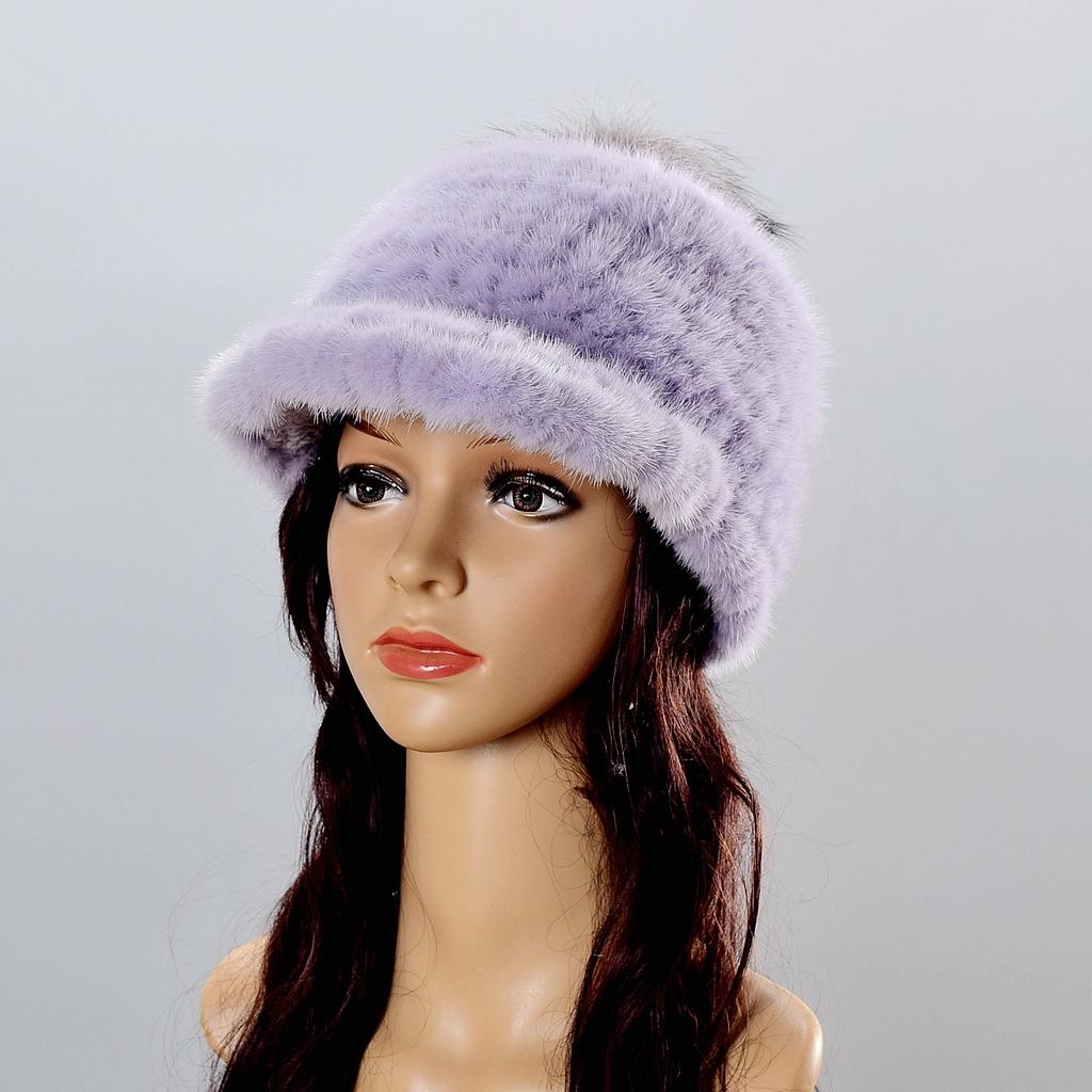 Buy Mink Hat Winter Women's Warm Trendy Fur Baseball Cap Wild Dome ...