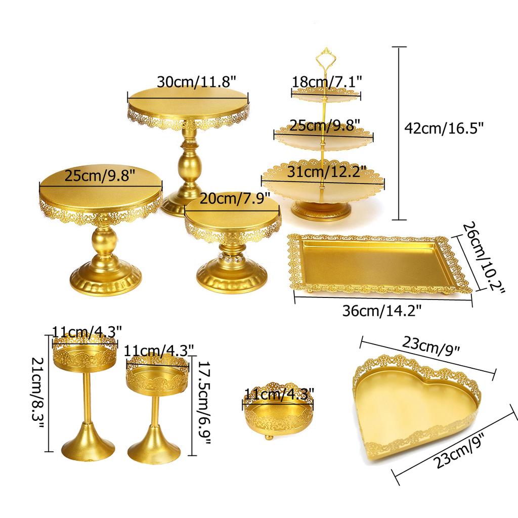 Buy 10Pcs Gold/White Metal Cupcake Cake Holder Dessert Stand Set ...