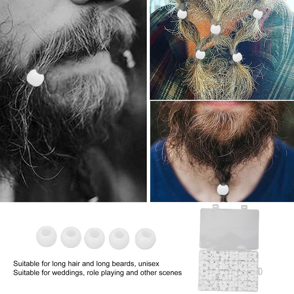 240PCS Beard Beads White Plastic Viking Deadlock Beads for Braids ...