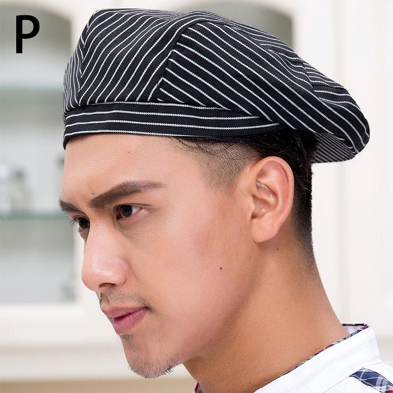 Buy 1PC Kitchen Uniform Cooking Hats Working Wear Caps Striped Chef ...