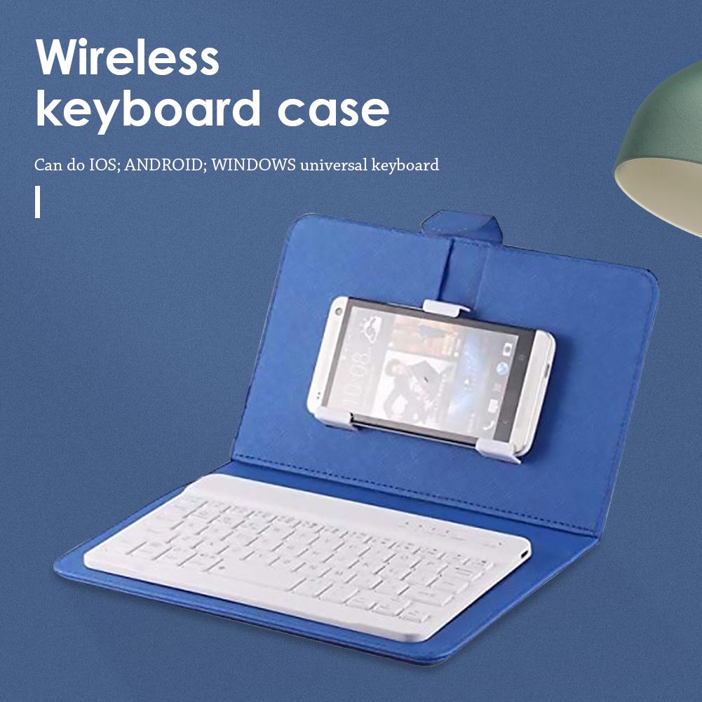 Buy Bluetooth-compatible Phone Keyboard Case PU Leather Wireless Keypad ...