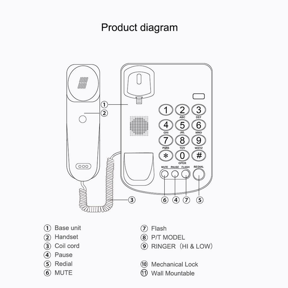 Buy Corded Phone TCF-2000 Fashion Mute Telephone Landline at affordable ...