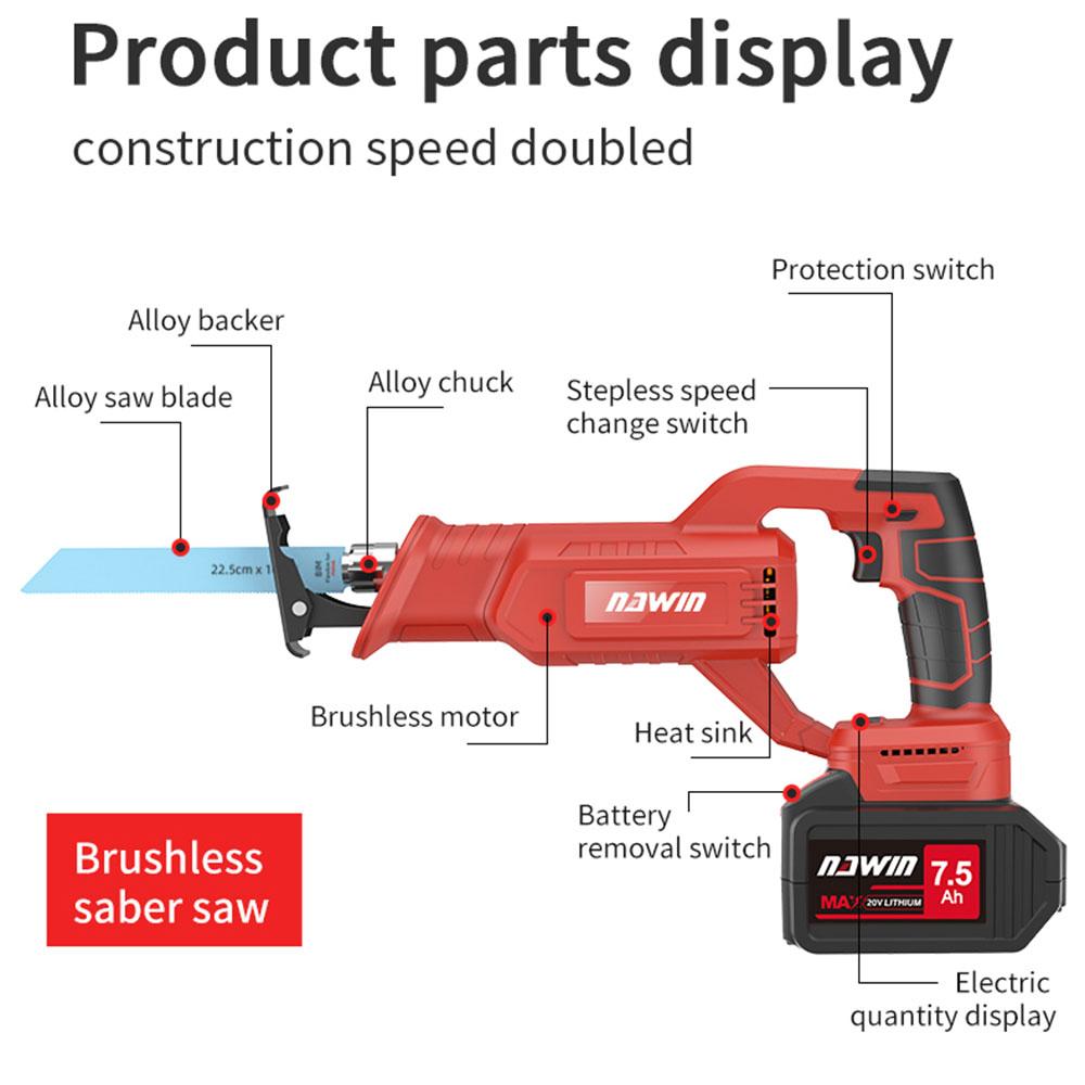 Cheap NAWIN 20V Brushless Cordless Electric Reciprocating Saw Portable ...