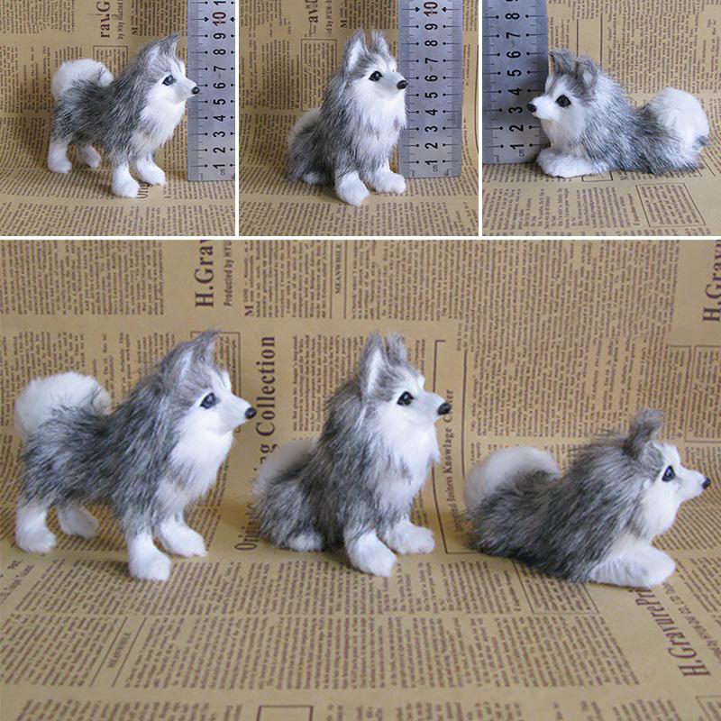 Buy Mini Cute Animals Model Faux Plush Simulation Husky Dog Doll ...