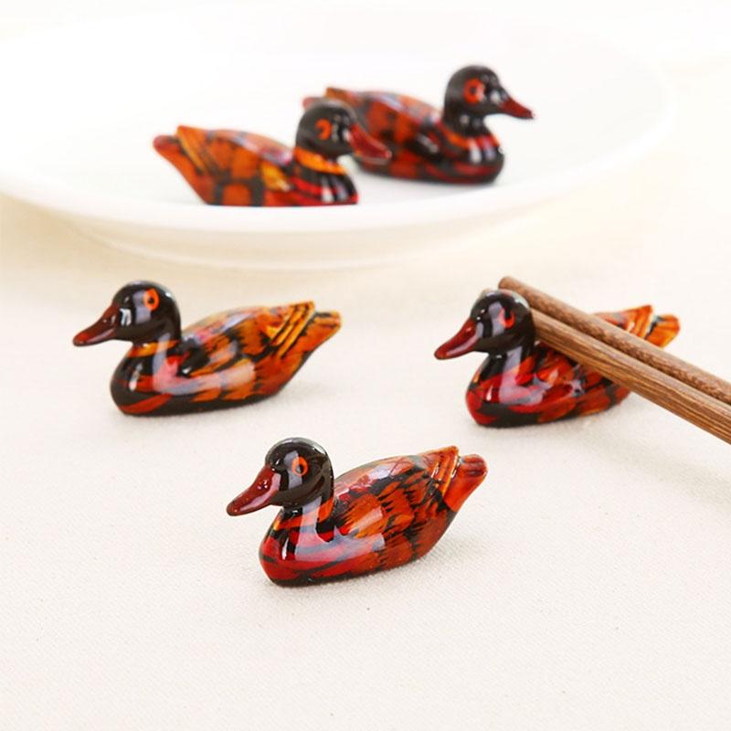 1 Pair Lovely Duck Chopsticks Stand Rest Rack Spoon Fork Traditional ...