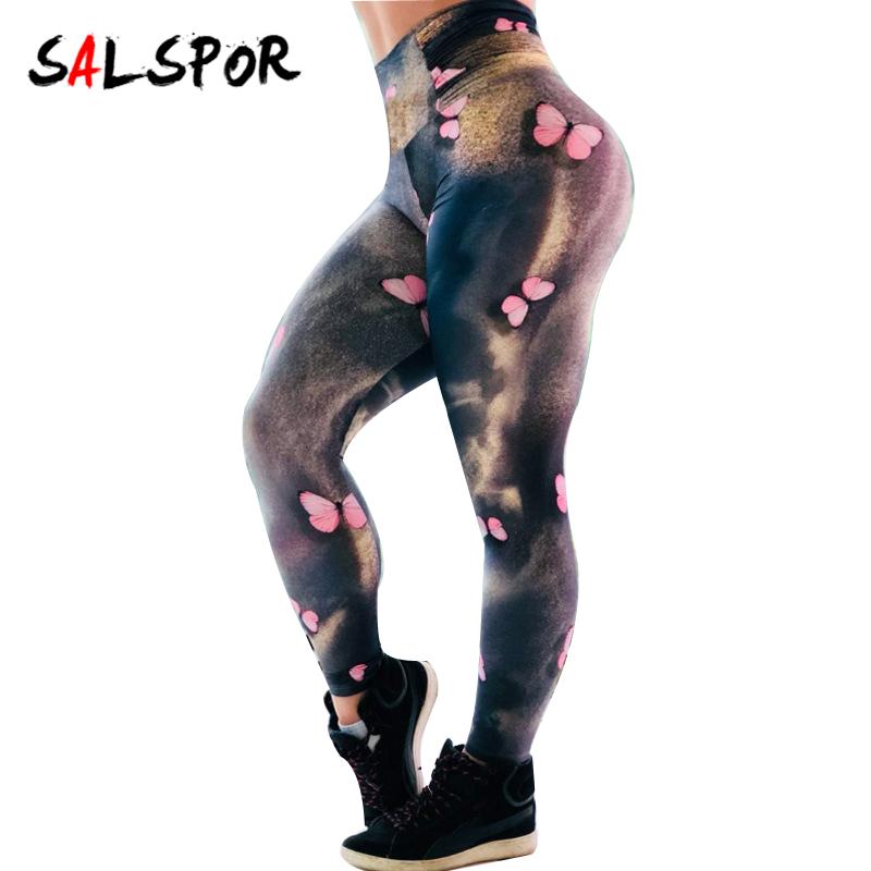 💰kaufe Damen Schmetterling Print Slim High Waist Hüft Lifting Sport