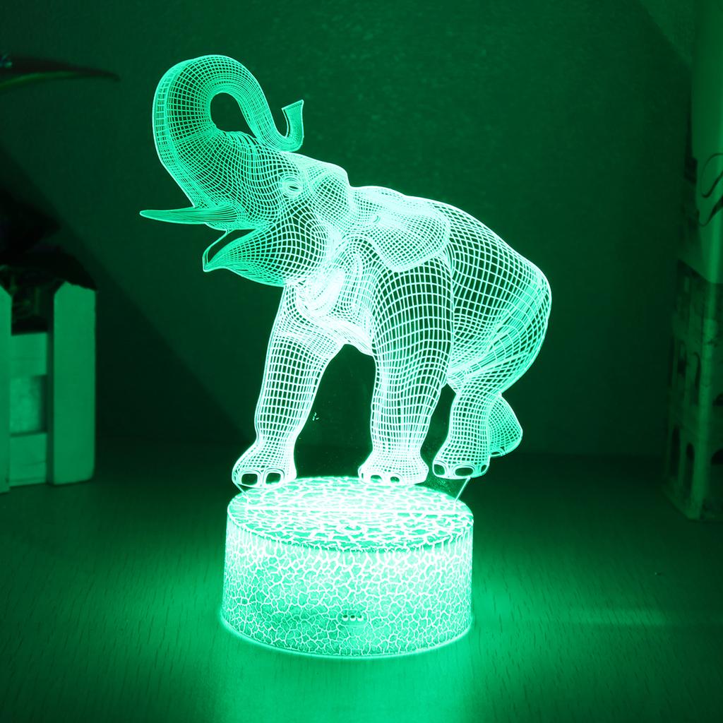 Buy 3D Elephant Remote Control Touch Switch RGB 7/16 Colorful Charging ...