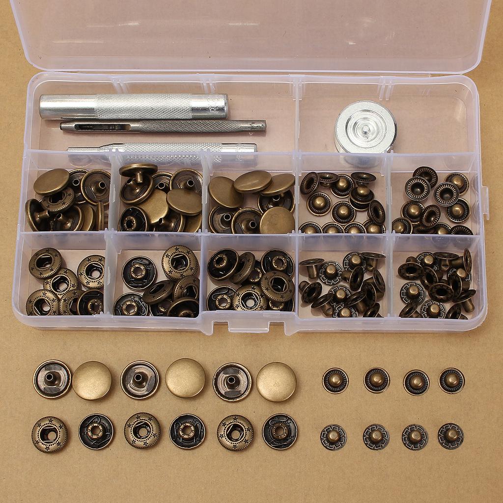 Buy 30 Sets 15mm Antique Brass Snap Fasteners Popper Press Stud Sewing ...