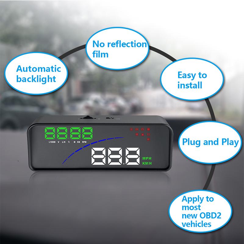 Buy CH P9 Car HUD Head Up Display OBD Smart Digital Meter HD Projector ...