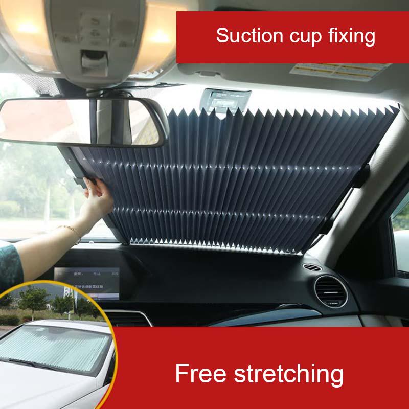 Car Retractable Curtain with UV Protection Front Windshield Visor Auto ...