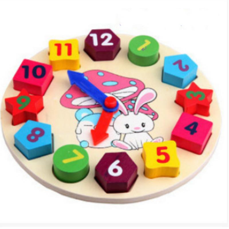 Buy Kid's Baby's Wooden Digital 12 Numbers Clock Blocks Educational ...