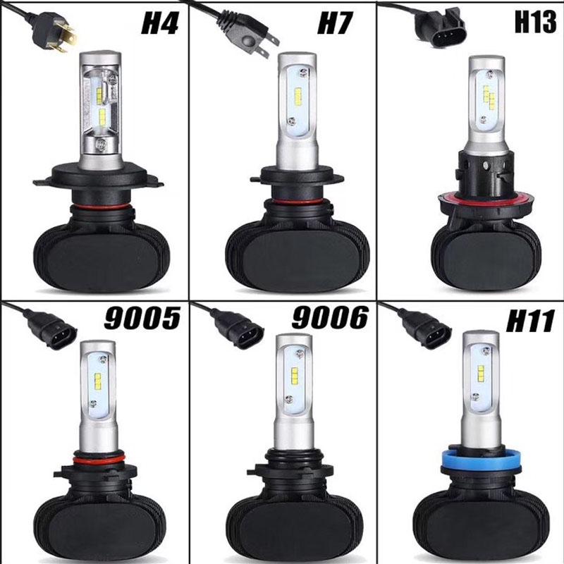 Buy H11 H4 H7 Led H1 Auto Car Headlight S1 50W 8000LM 6500K Automobile ...