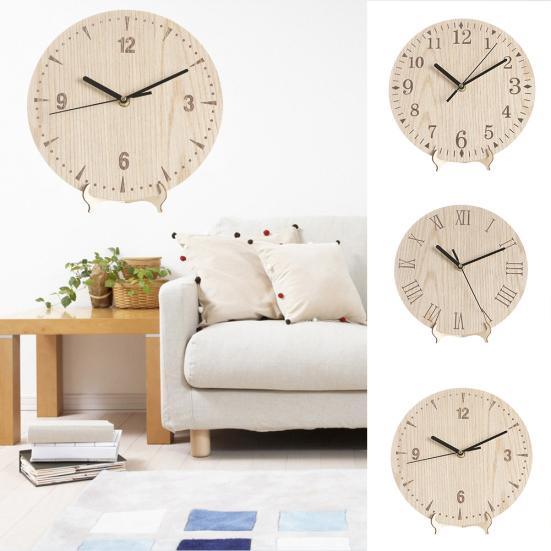 Buy Retro Numbers Round Desktop Clock Wooden Analog Room Living Home ...