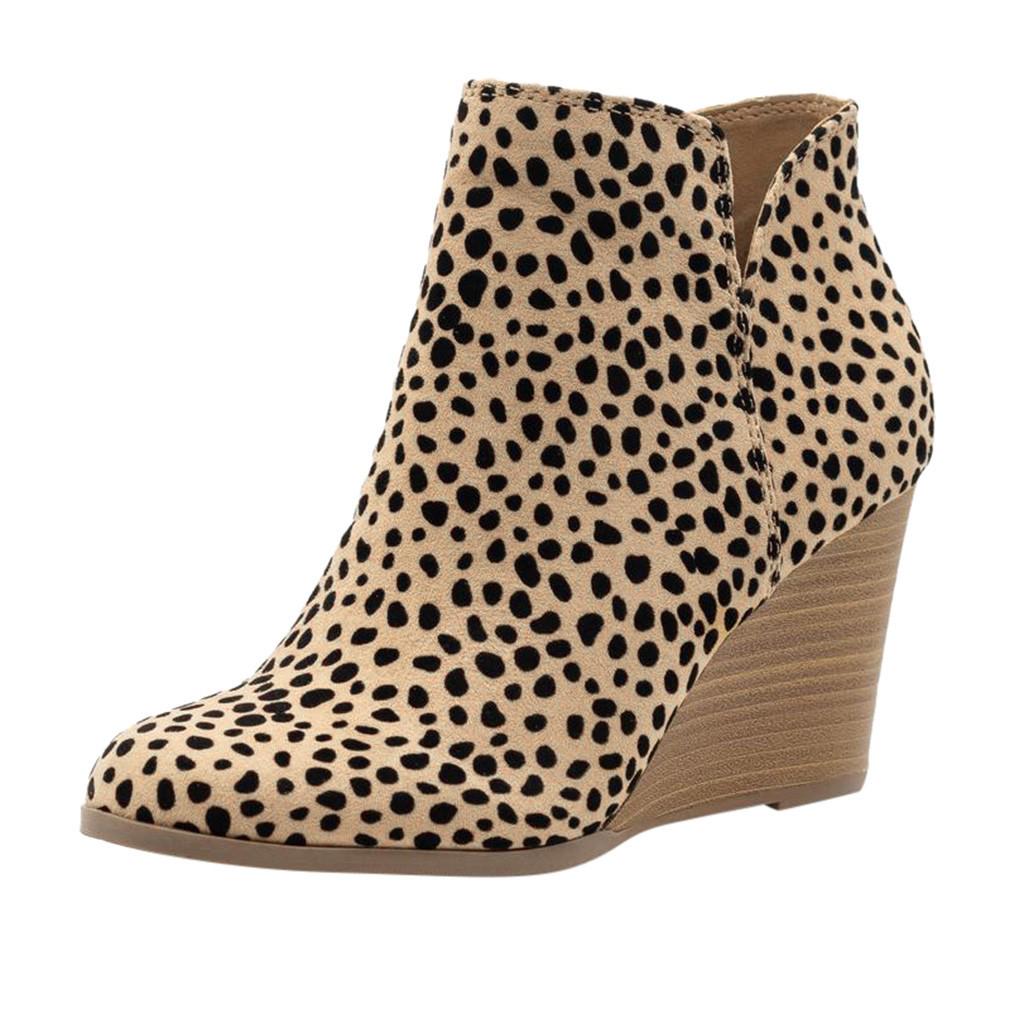 Buy Women's Ladies Fashion Girls Leopard Wedges Ankle Zipper Short ...