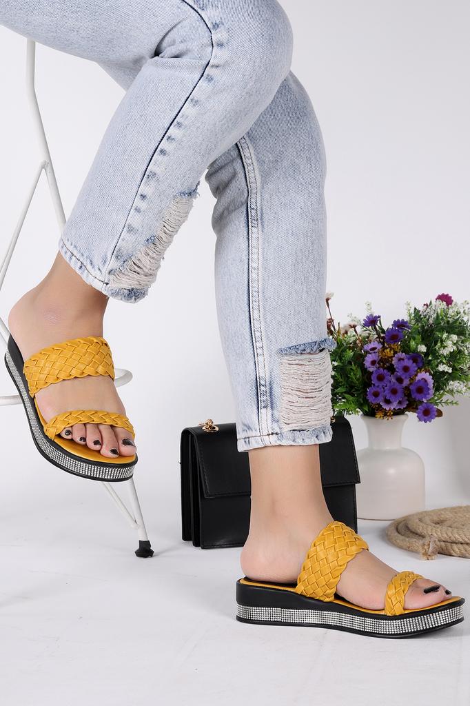 Buy Woggo Plt 154 Stone Daily Women's Slippers Mustard at affordable ...