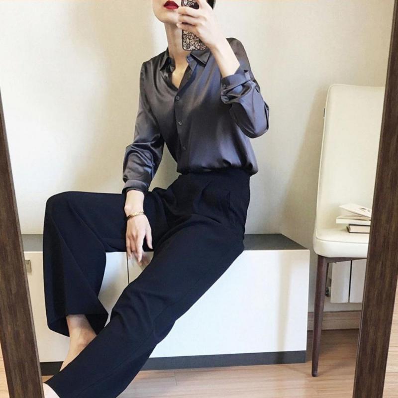 Spring New Style Imitation Silk Women Shirt And Blouse Long Sleeve ...